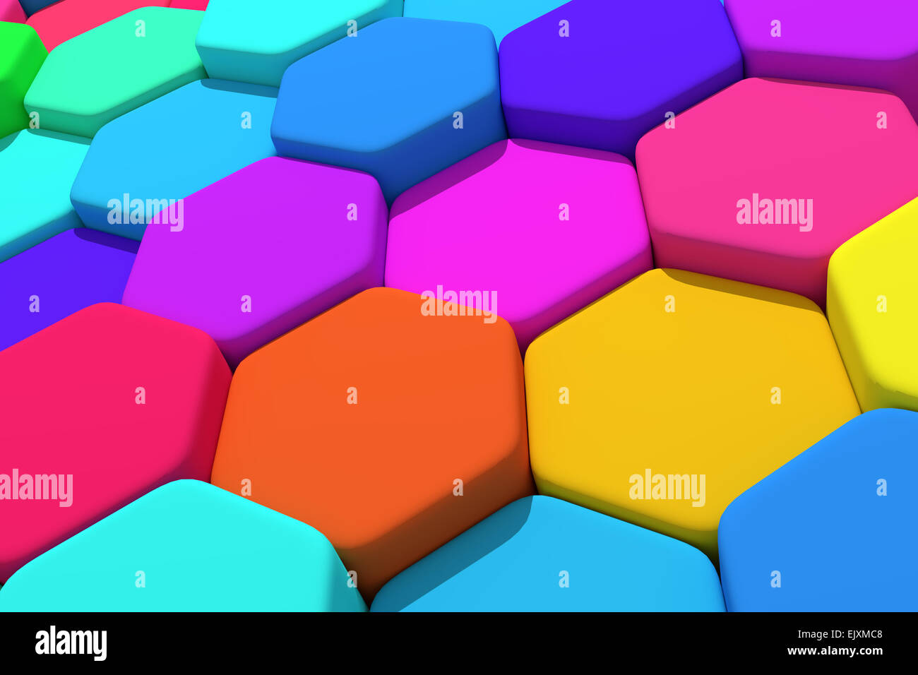 3d rendering of a lot of colored hexagons Stock Photo - Alamy