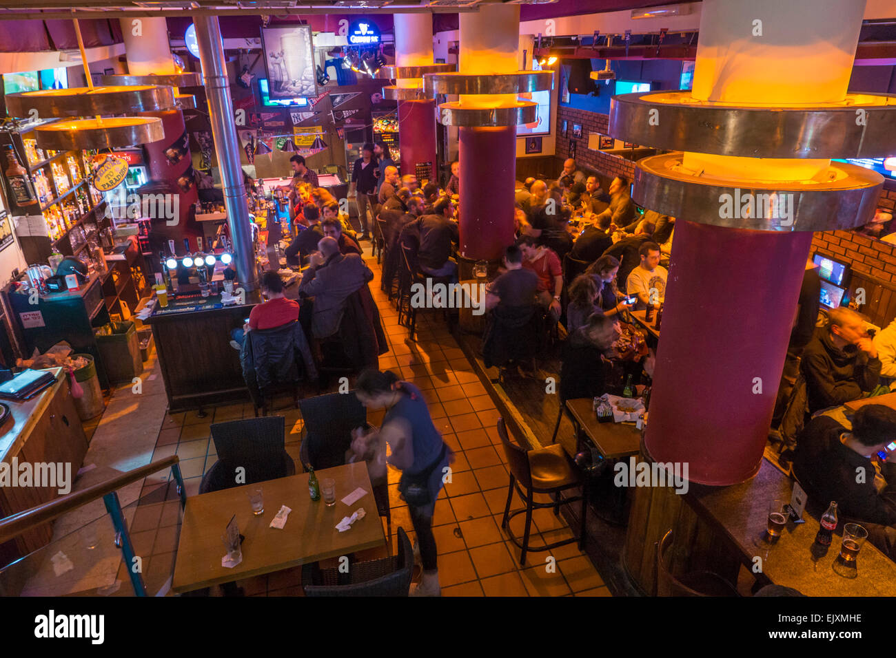 Jerusalem, israel. "Mike's place" pub, a famous nighttime location ...