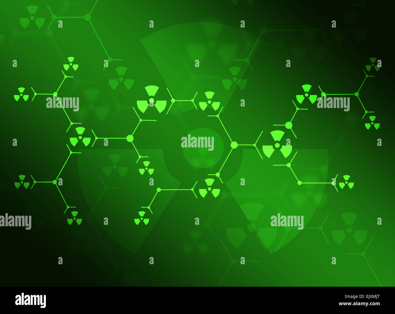 Composition of green lines and radiation signs Stock Photo - Alamy