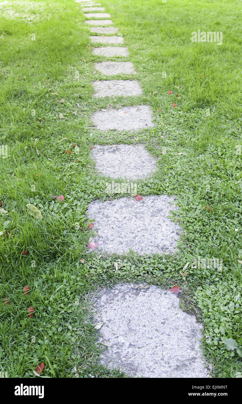 Stone path in a Zen garden, detail of a stone walkway Stock Photo - Alamy