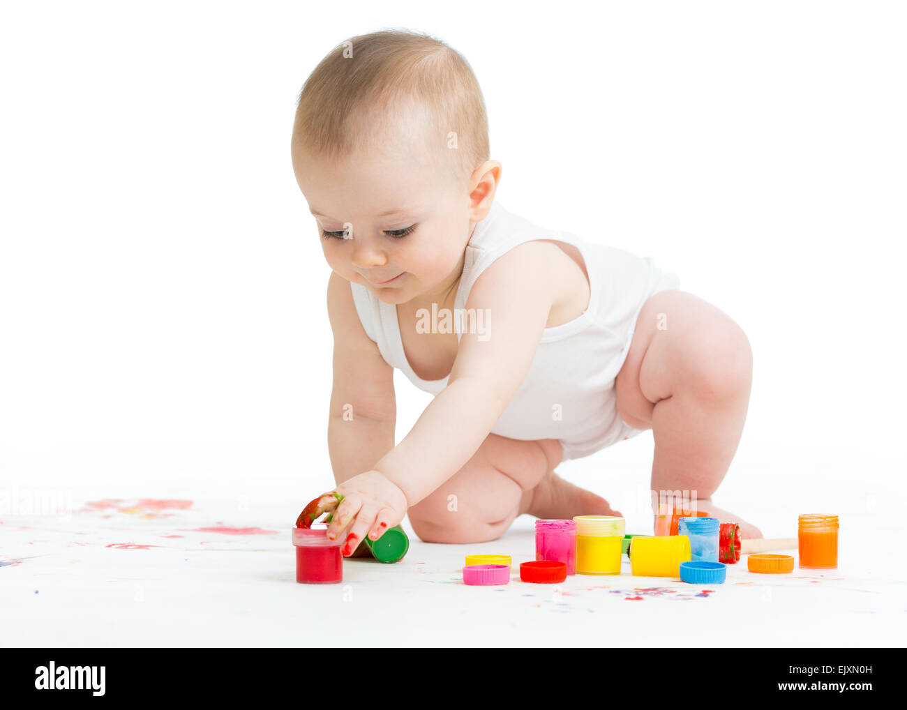 baby painting by hands Stock Photo - Alamy