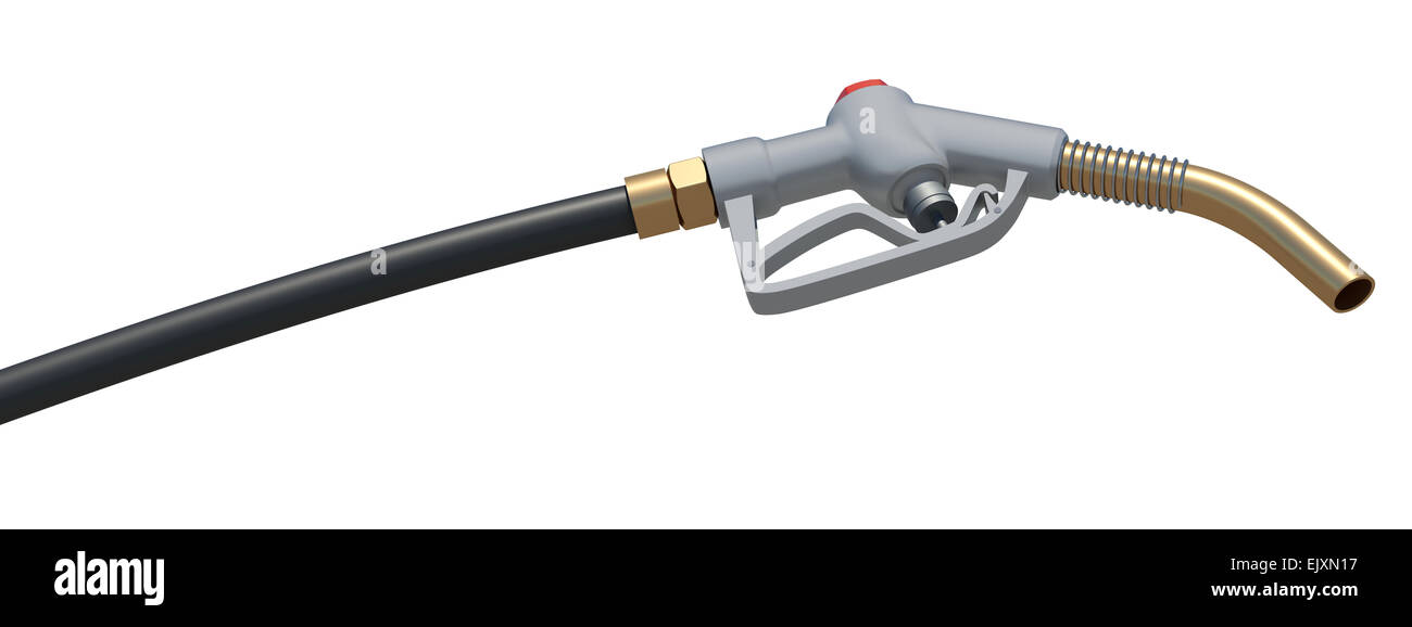 Gas station gun and hose. Bottom view. Isolated Stock Photo - Alamy