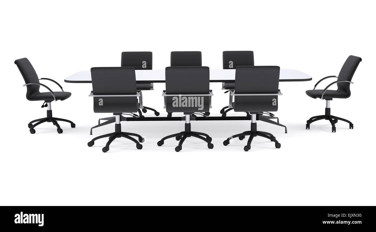 Conference table and black office chairs. Isolated Stock Photo - Alamy