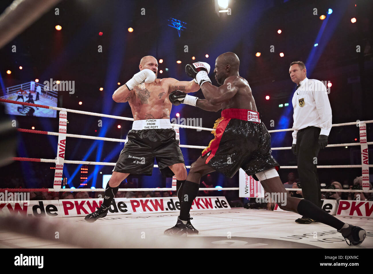 Celebrities on ProSieben live TV show "Promiboxen 2014" Featuring ...