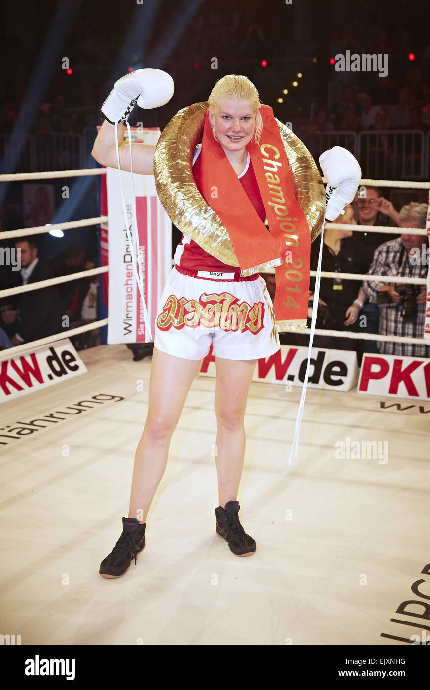 Celebrities on ProSieben live TV show "Promiboxen 2014" Featuring ...