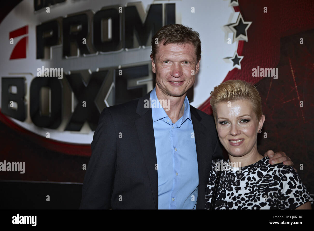 Celebrities on ProSieben live TV show "Promiboxen 2014" Featuring: Torsten May,Ramona May Where ...