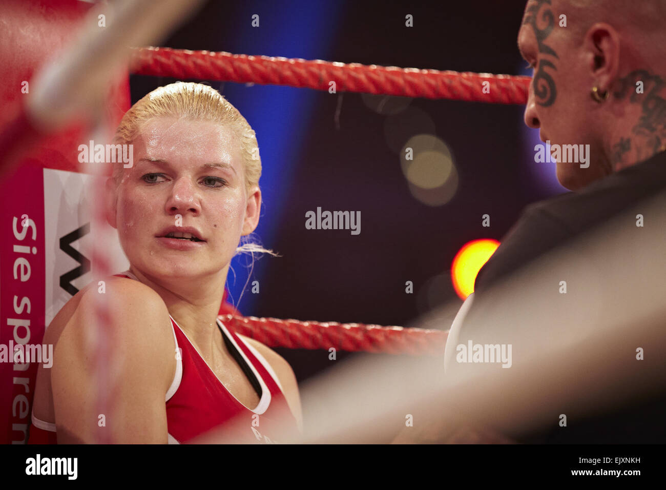 Celebrities on ProSieben live TV show "Promiboxen 2014" Featuring ...
