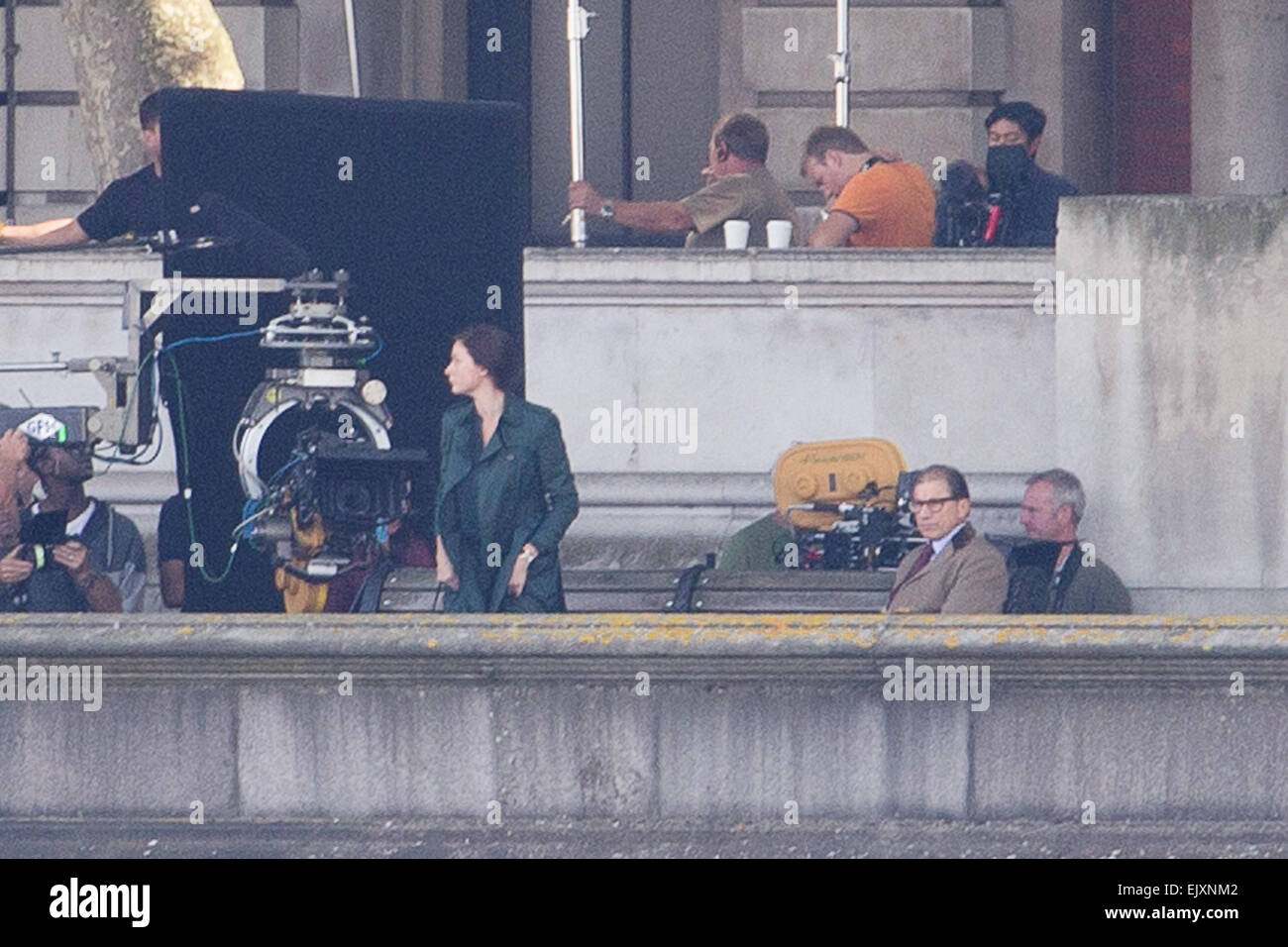 Filming takes place on location in London on the set of 'Mission ...