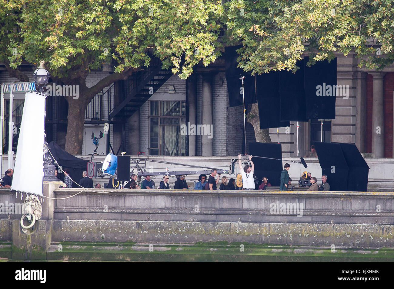 Filming takes place on location in London on the set of 'Mission ...