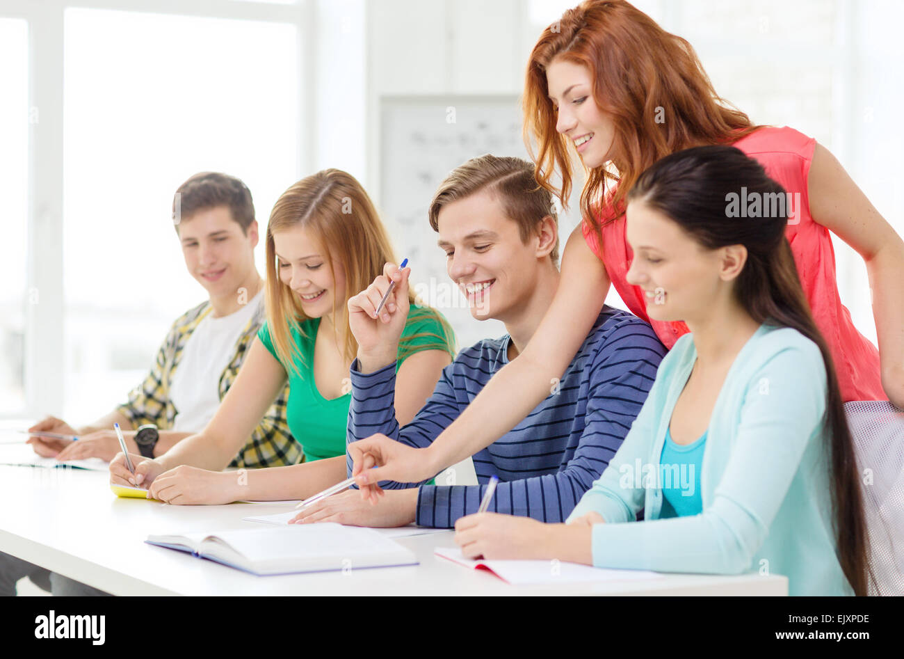 students with textbooks and books at school Stock Photo - Alamy