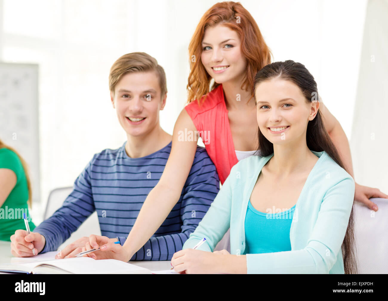 students with textbooks and books at school Stock Photo - Alamy
