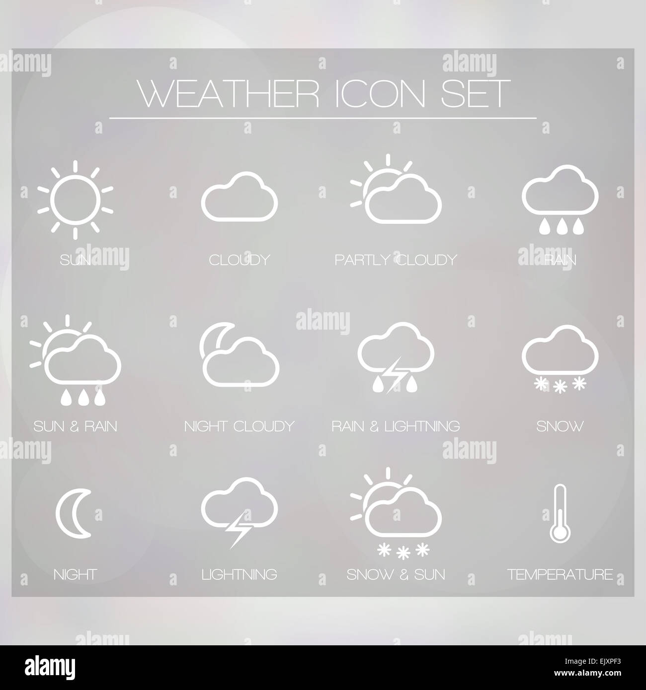 Vector weather icons set for forecasting site or applications and ...