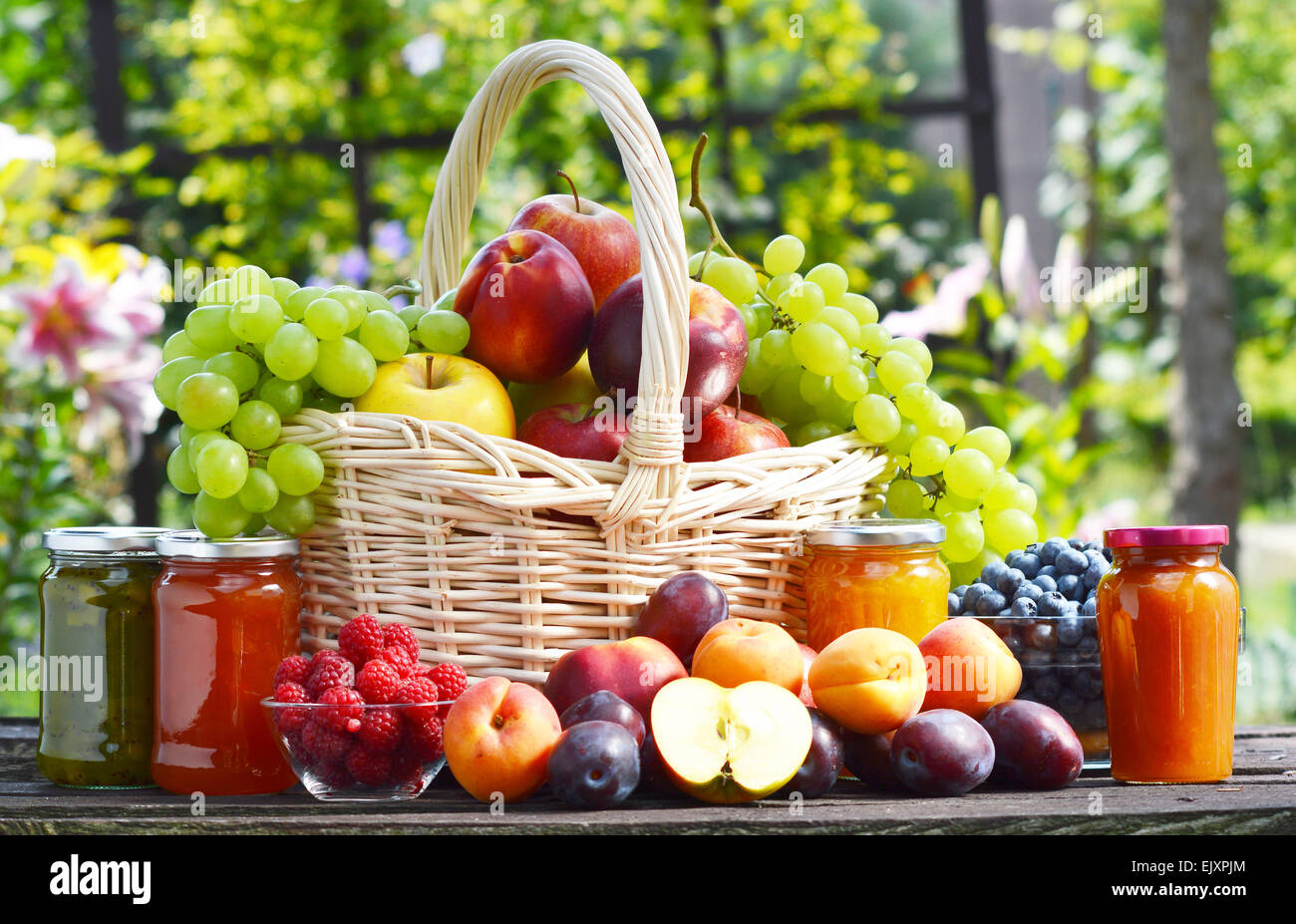 Fresh ripe organic fruits in the garden. Balanced diet Stock Photo - Alamy