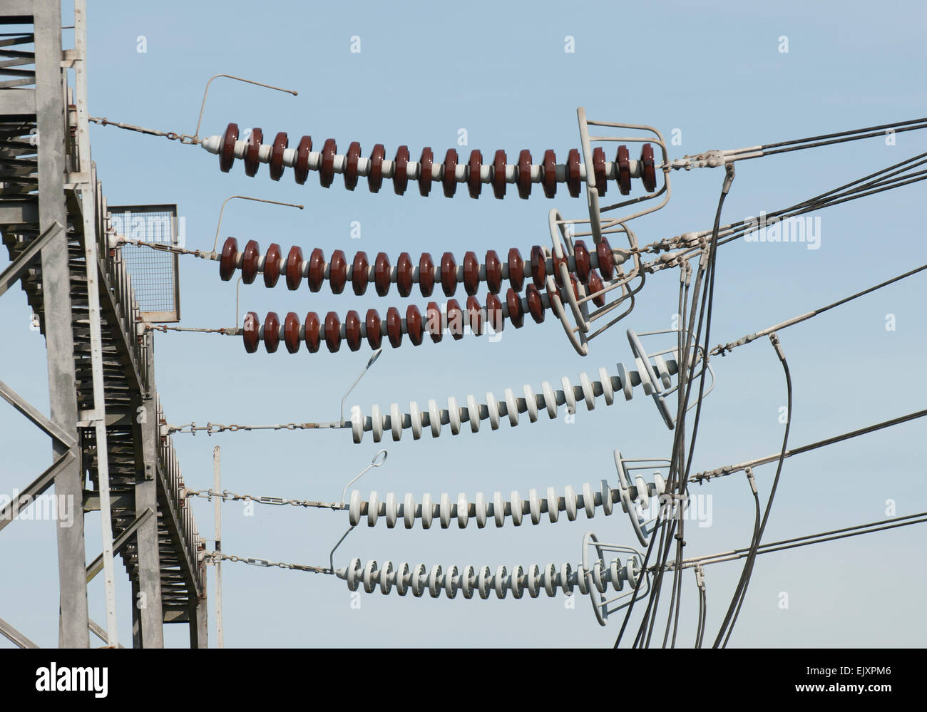Ceramic insulators at electricity substation Stock Photo - Alamy