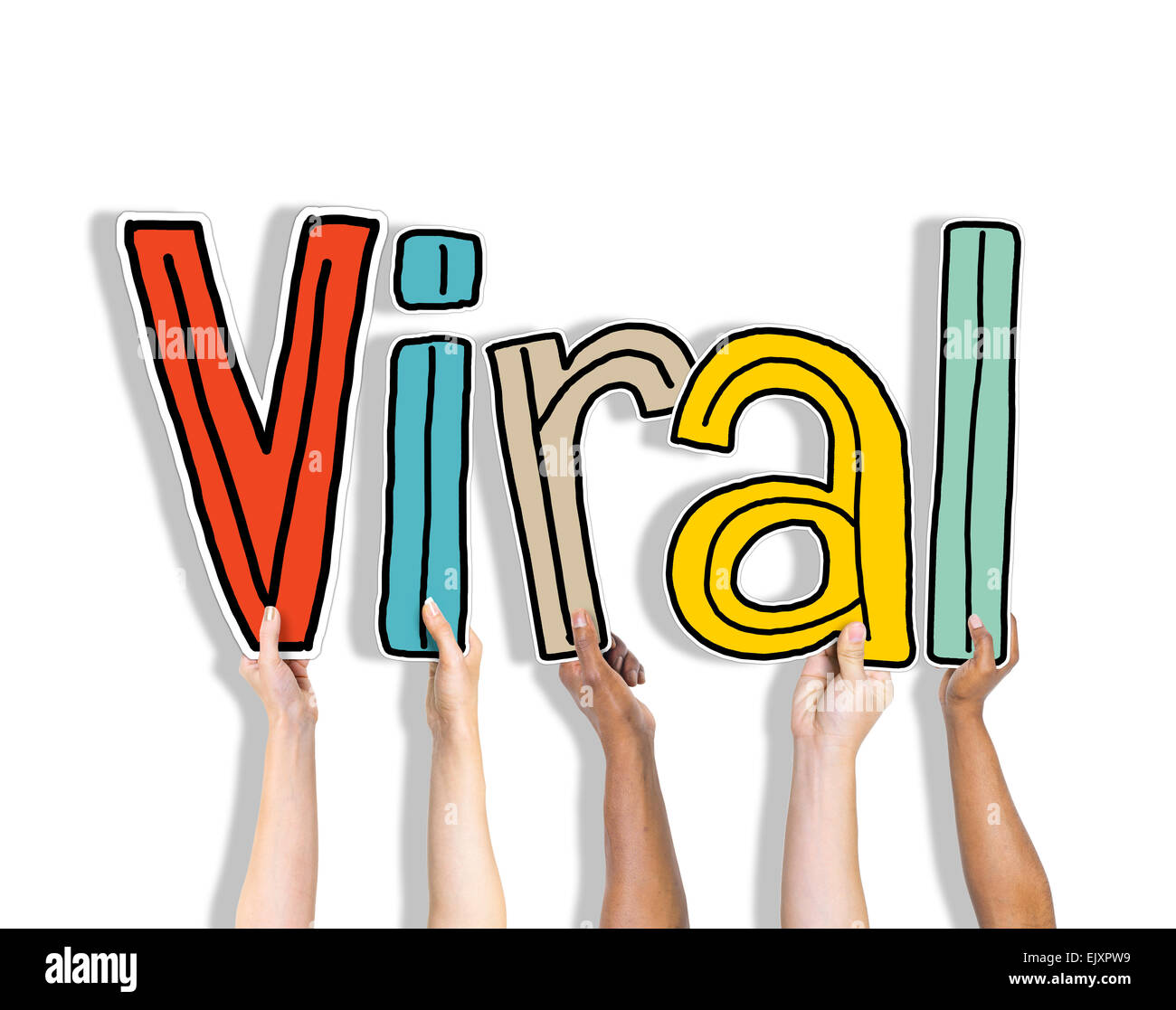 Group of Hands Holding Letter Viral Stock Photo - Alamy