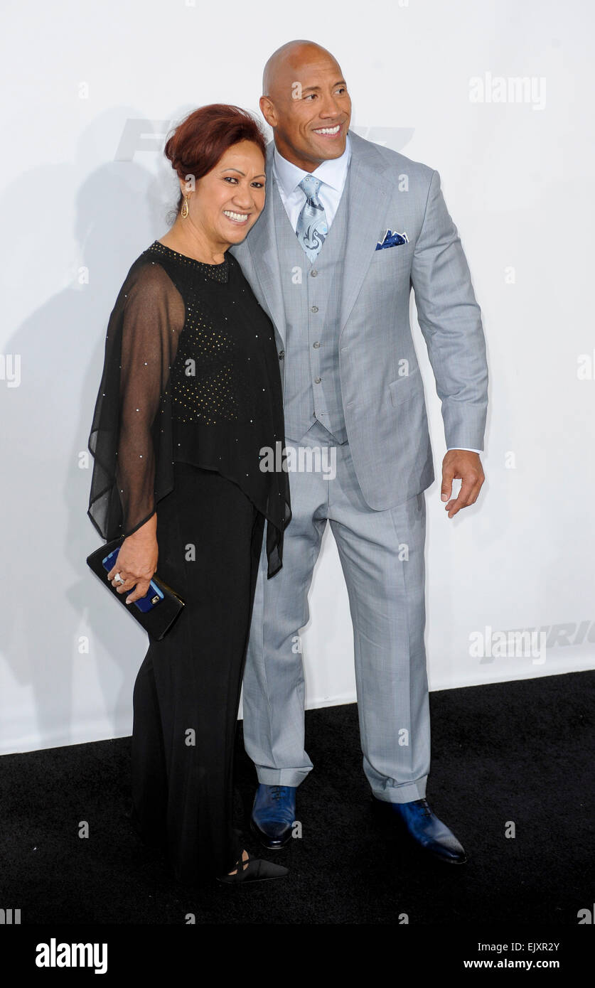 Dwayne Douglas Johnson The Rock & mother Fast & Furious 7 Film Premiere ...