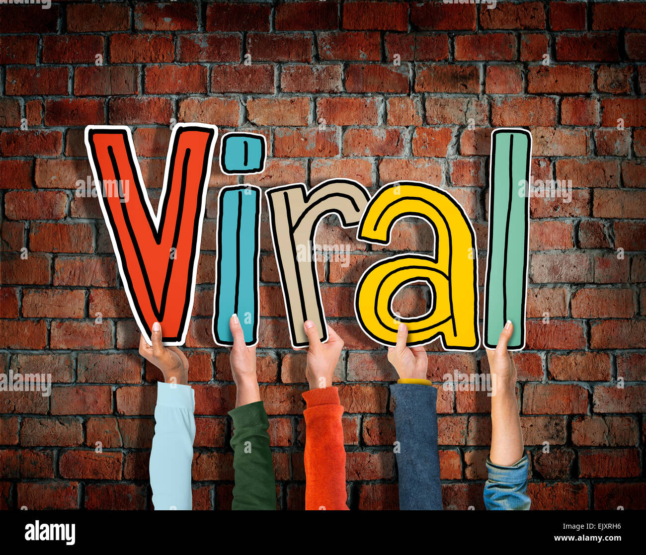 Group of Hands Holding Letter Viral Stock Photo - Alamy