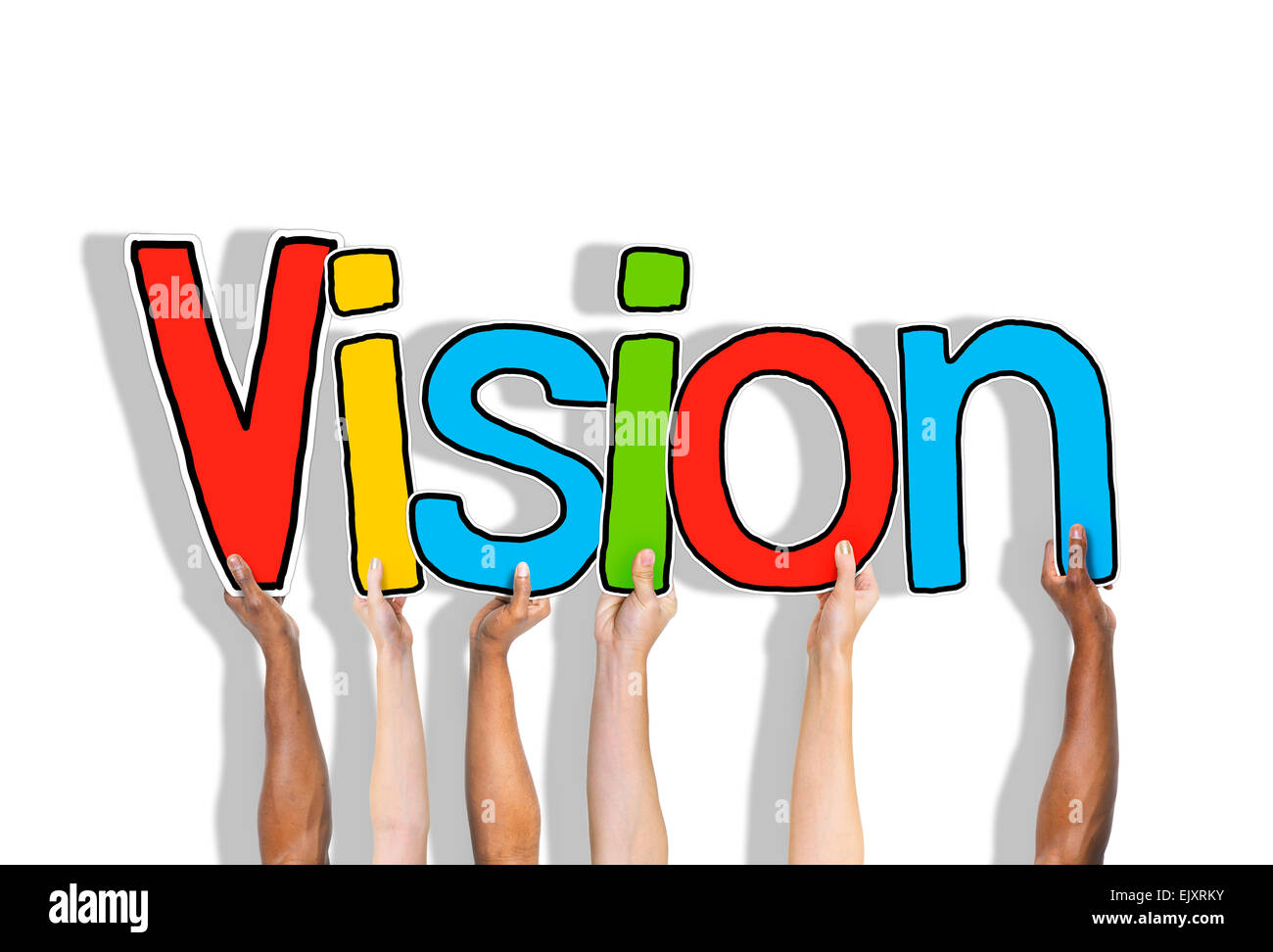 Group of Hands Holding Letter Vision Stock Photo - Alamy