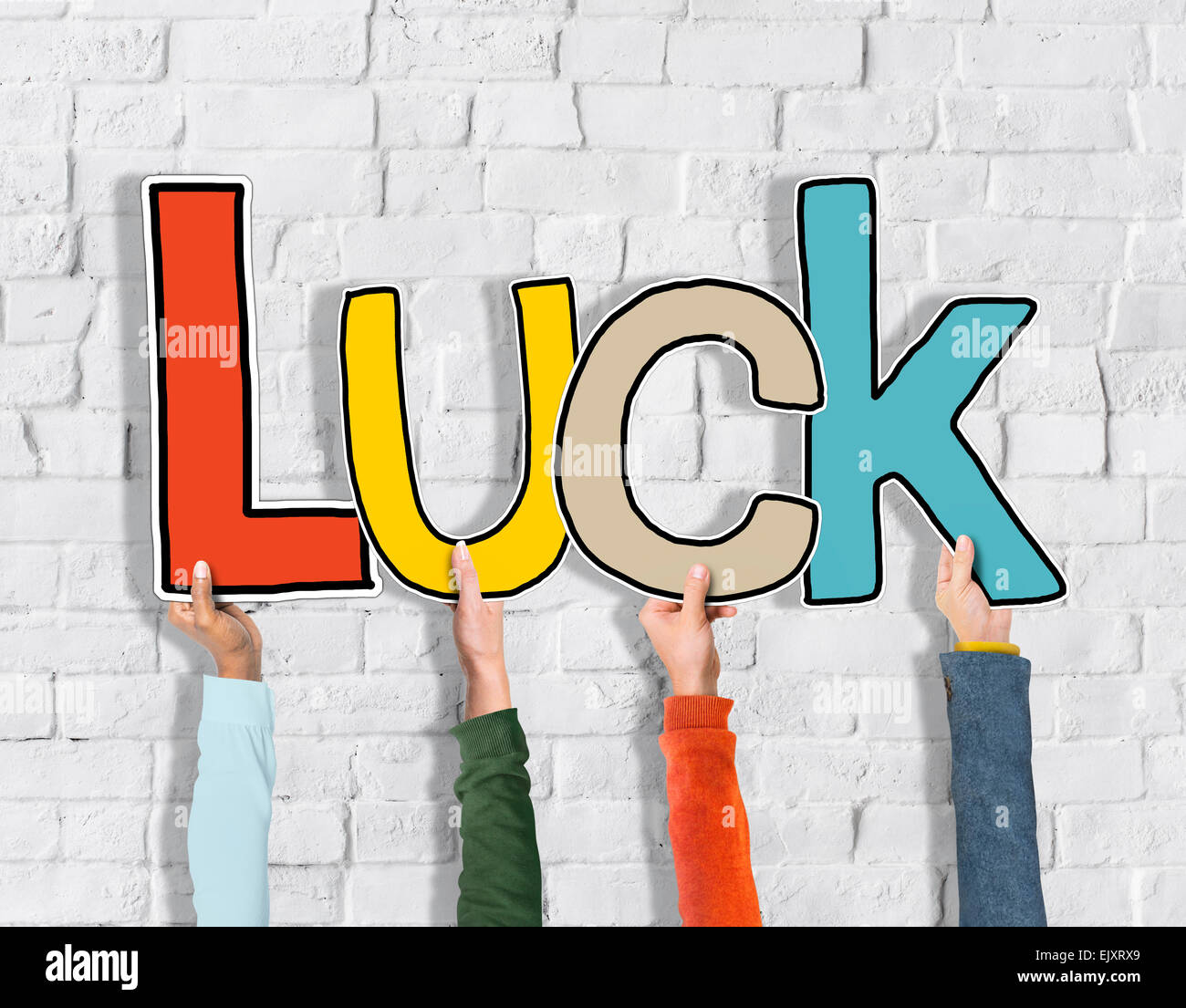 Luck Lucky Blessed Hands Holding White Bricks Concept Stock Photo - Alamy