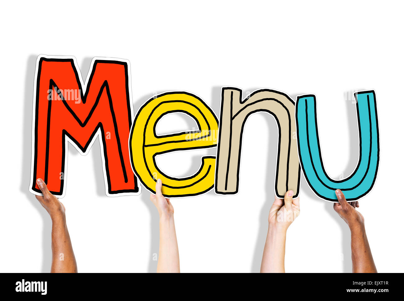 Hands Holding Menu Word Concept Stock Photo - Alamy