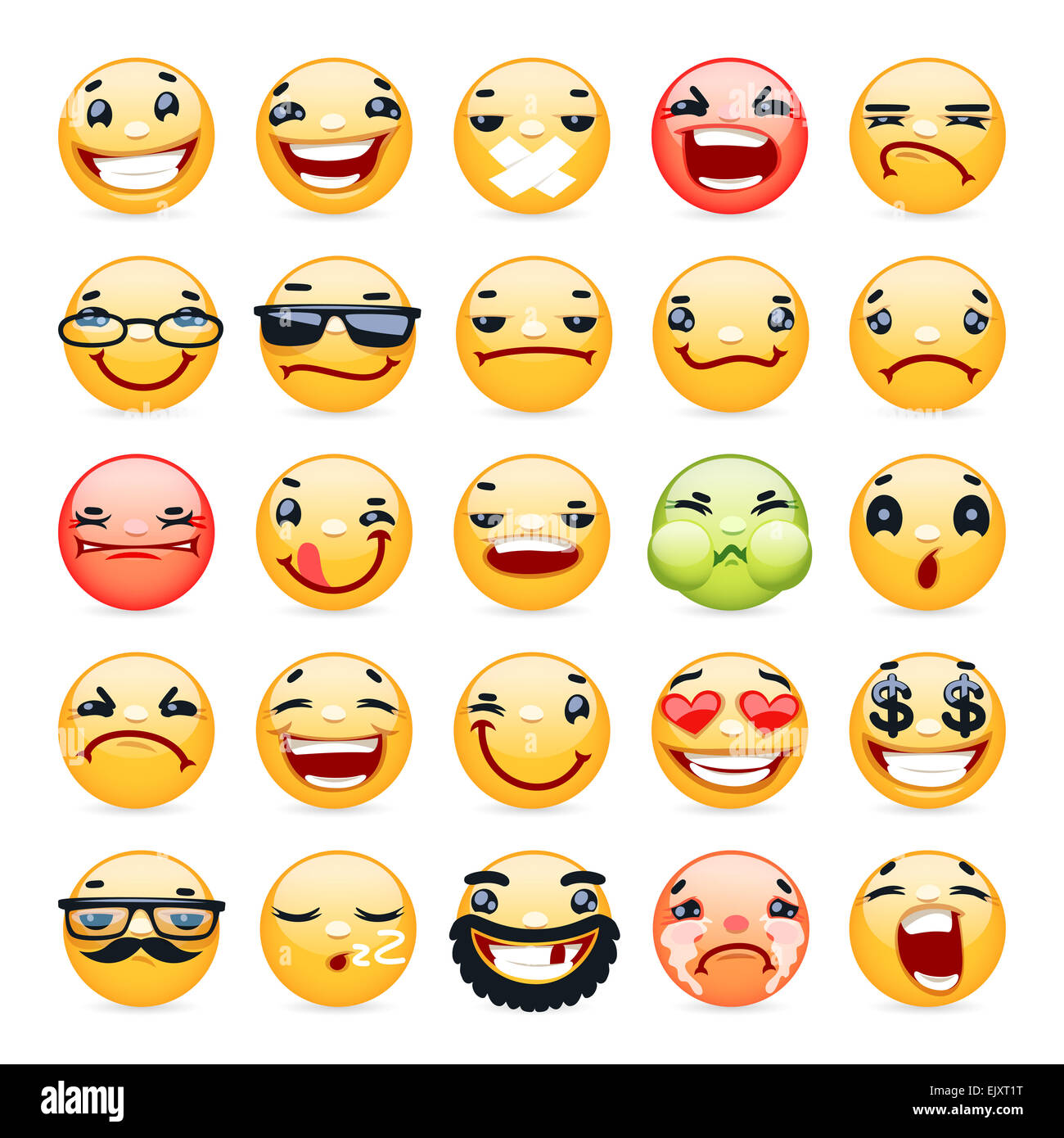 Cartoon Facial Expression Smile Icons Set Stock Photo - Alamy