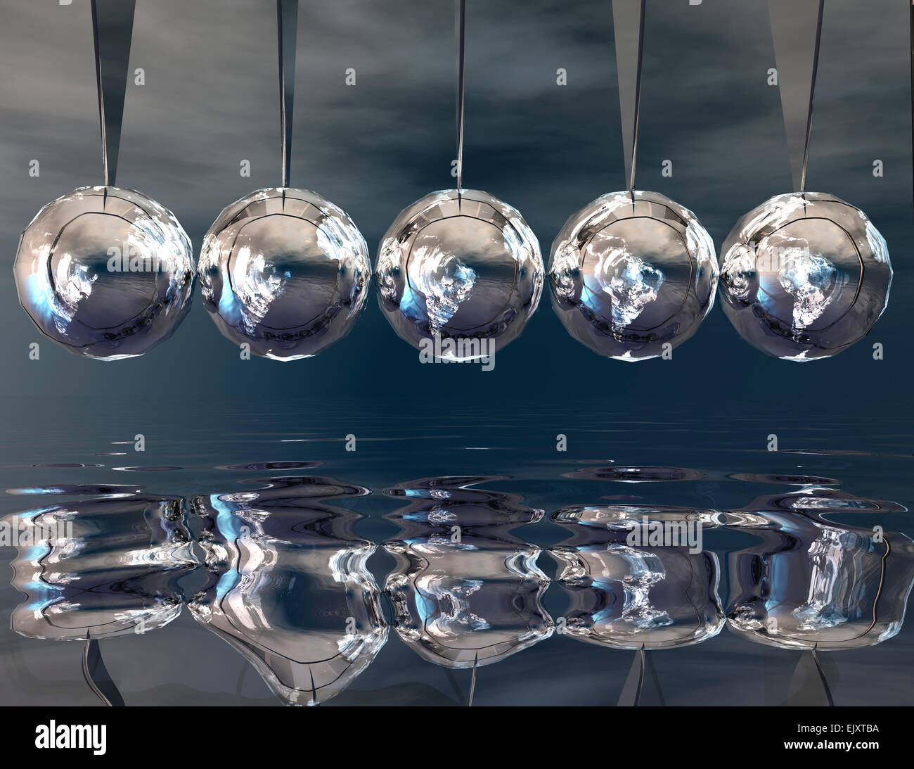 digital visualization of a ping game with globes Stock Photo - Alamy