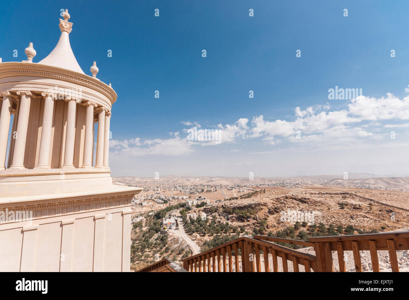 Herodion, Israel. A replica of king Herod's tomb, overlooking a nearby ...