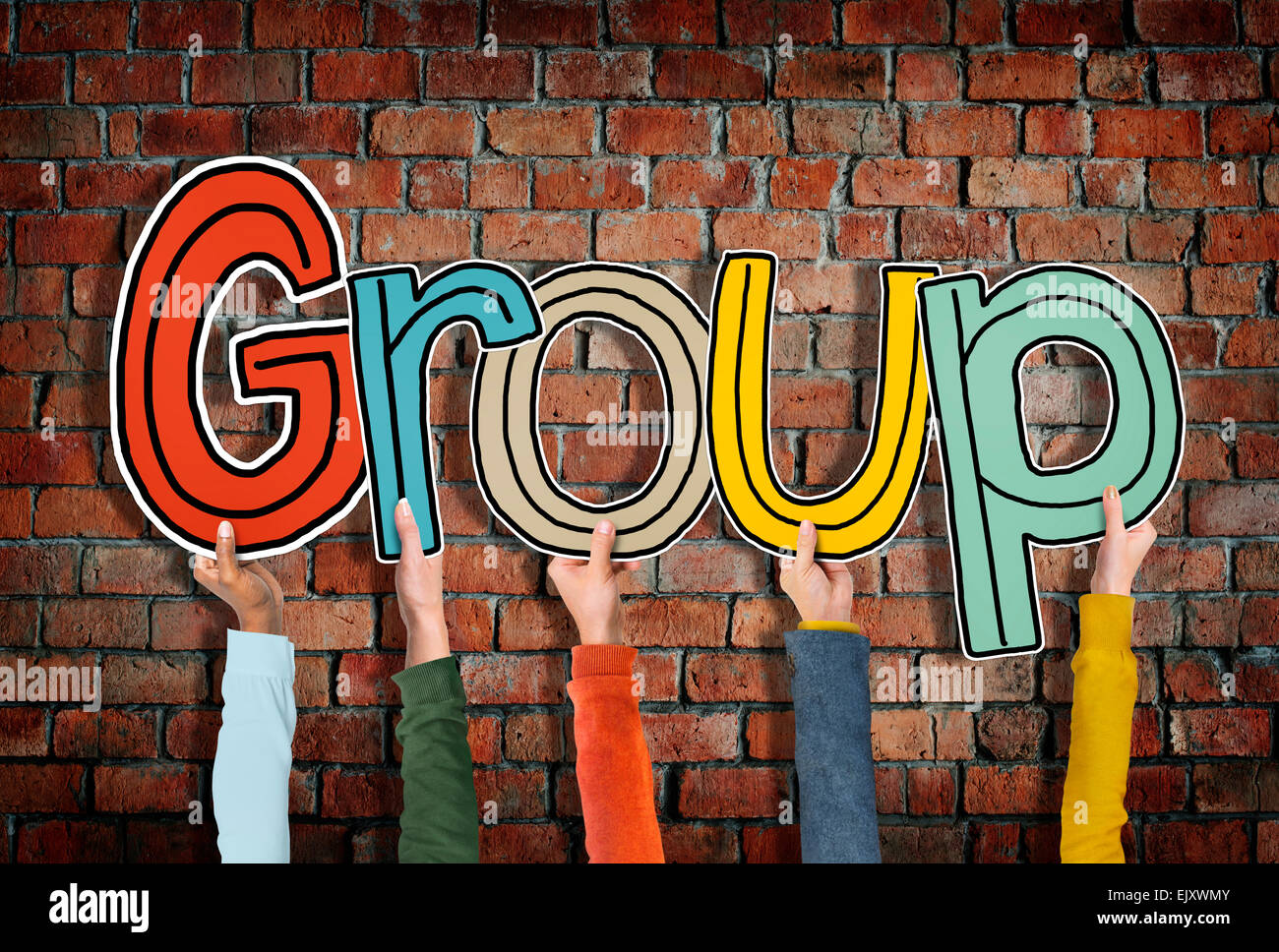 Hands Holding Word Group Concept Stock Photo - Alamy