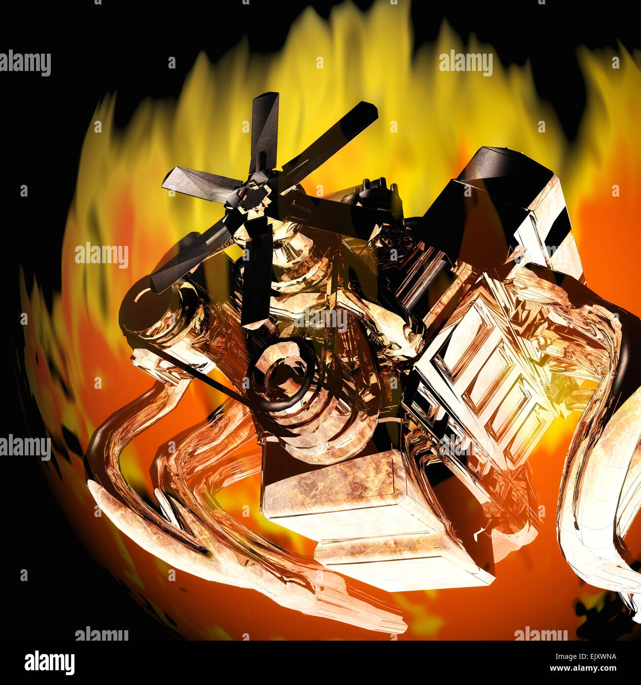 Digital Illustration of a flaming Engine Stock Photo - Alamy