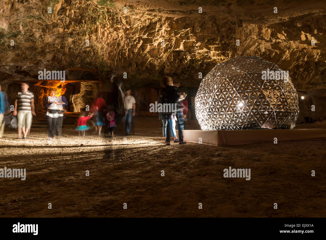 Jerusalem, Israel. People around Daan Roosegaarde's "Lotus Dome" at ...