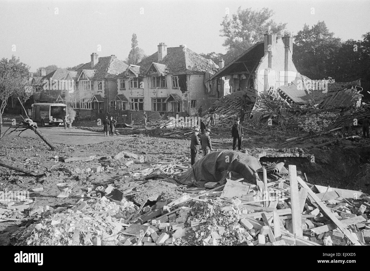 The aftermath of V2 explosion. On the 8th September 1944 a huge ...