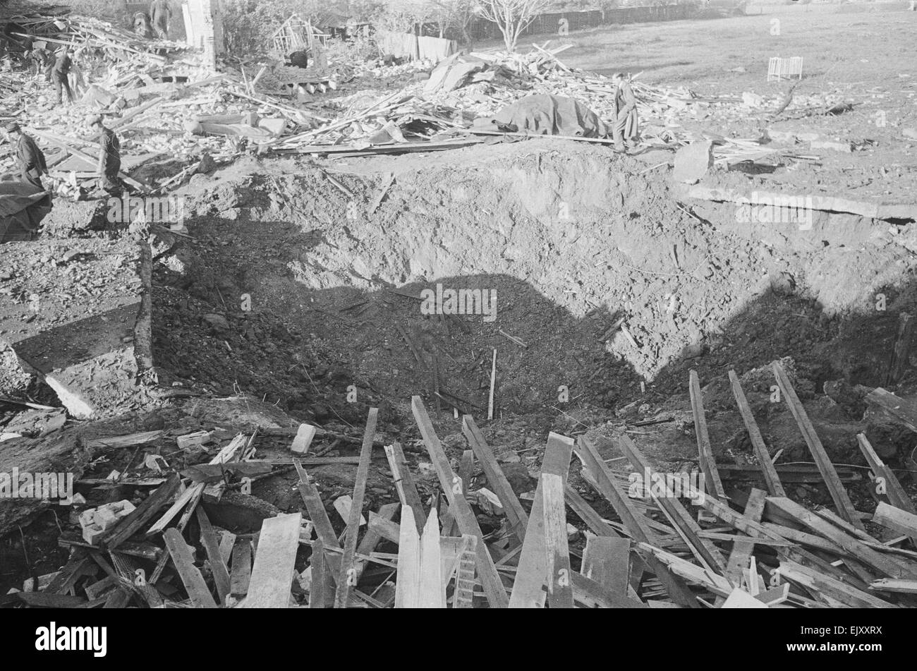 The aftermath of V2 explosion. On the 8th September 1944 a huge ...