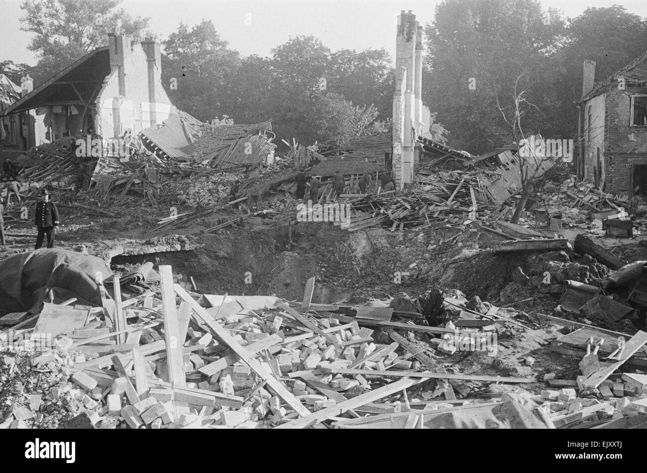The aftermath of V2 explosion. On the 8th September 1944 a huge ...