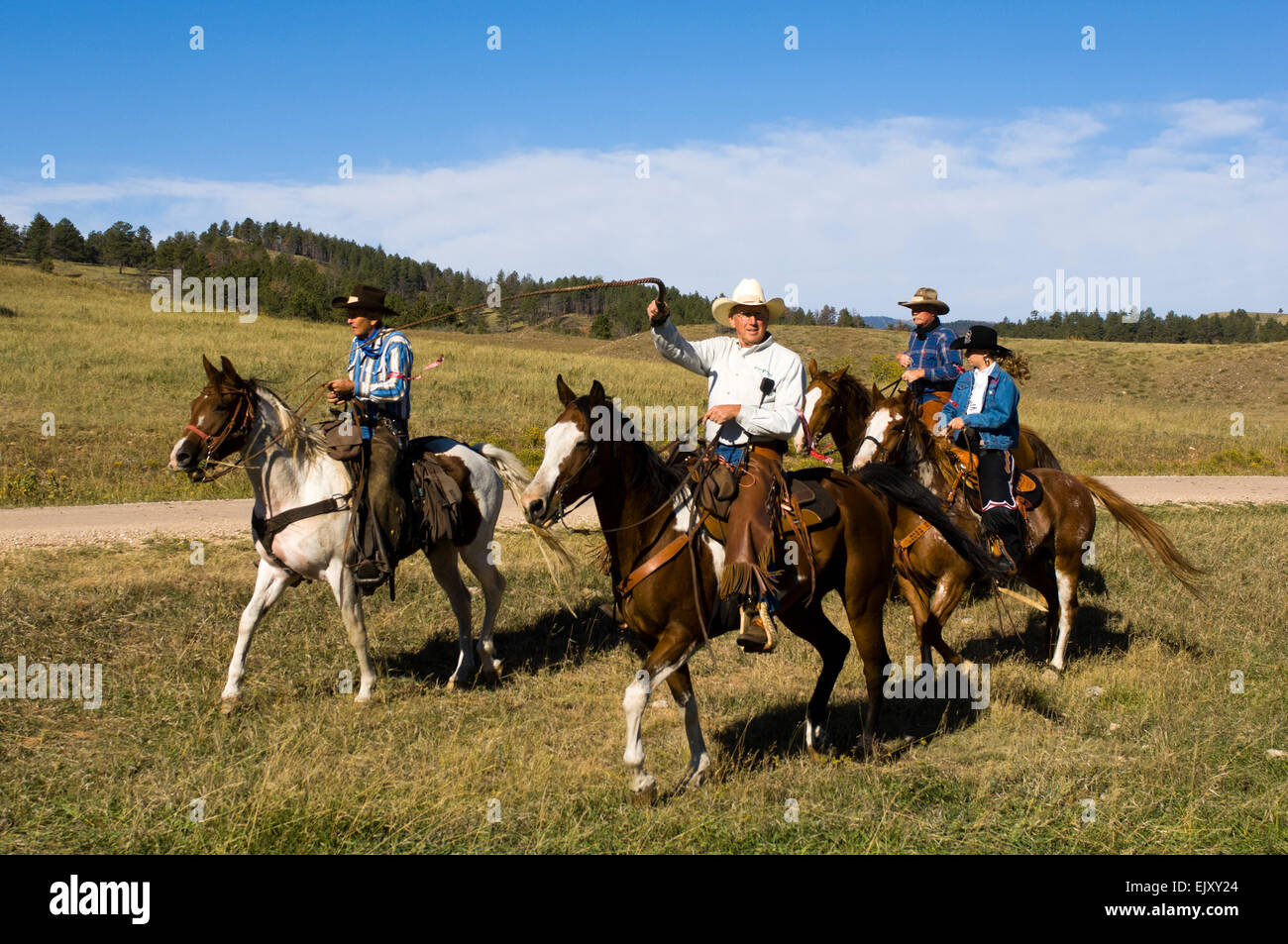Cowboys at Bison Roundup, Custer State Park, Black Hills, South Dakota ...