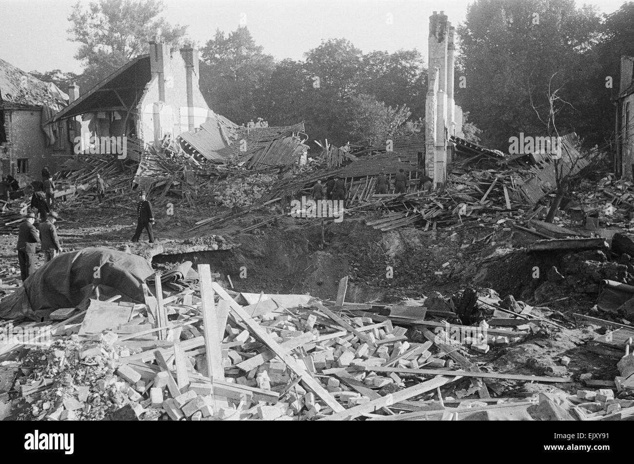 The aftermath of V2 explosion. On the 8th September 1944 a huge ...