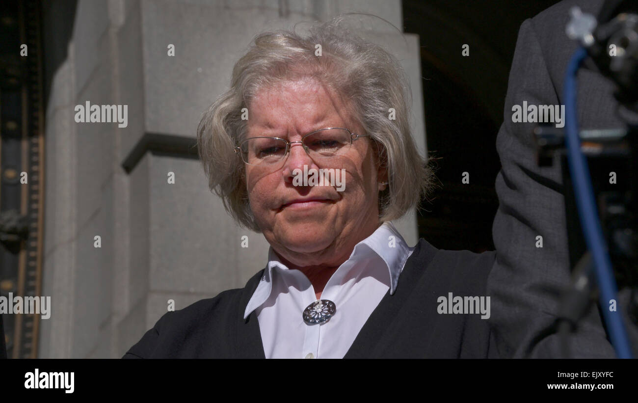Baltimore, Maryland, USA. 2nd Apr, 2015. Bishop HEATHER COOK leaves the ...