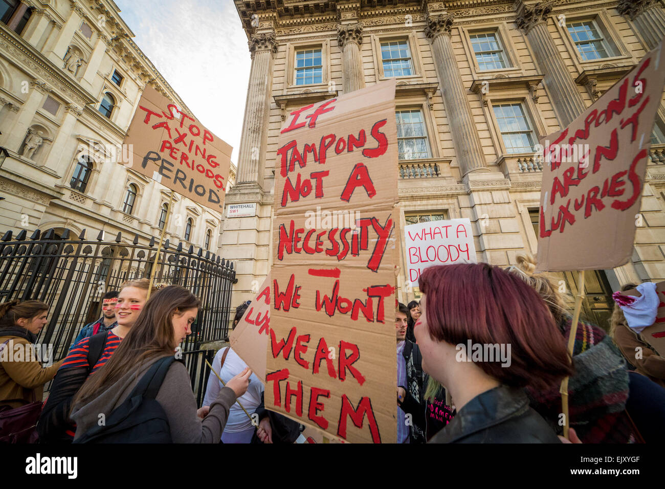 Downing Street, London, UK. 2nd April, 2015. End Tampon Tax Protest ...