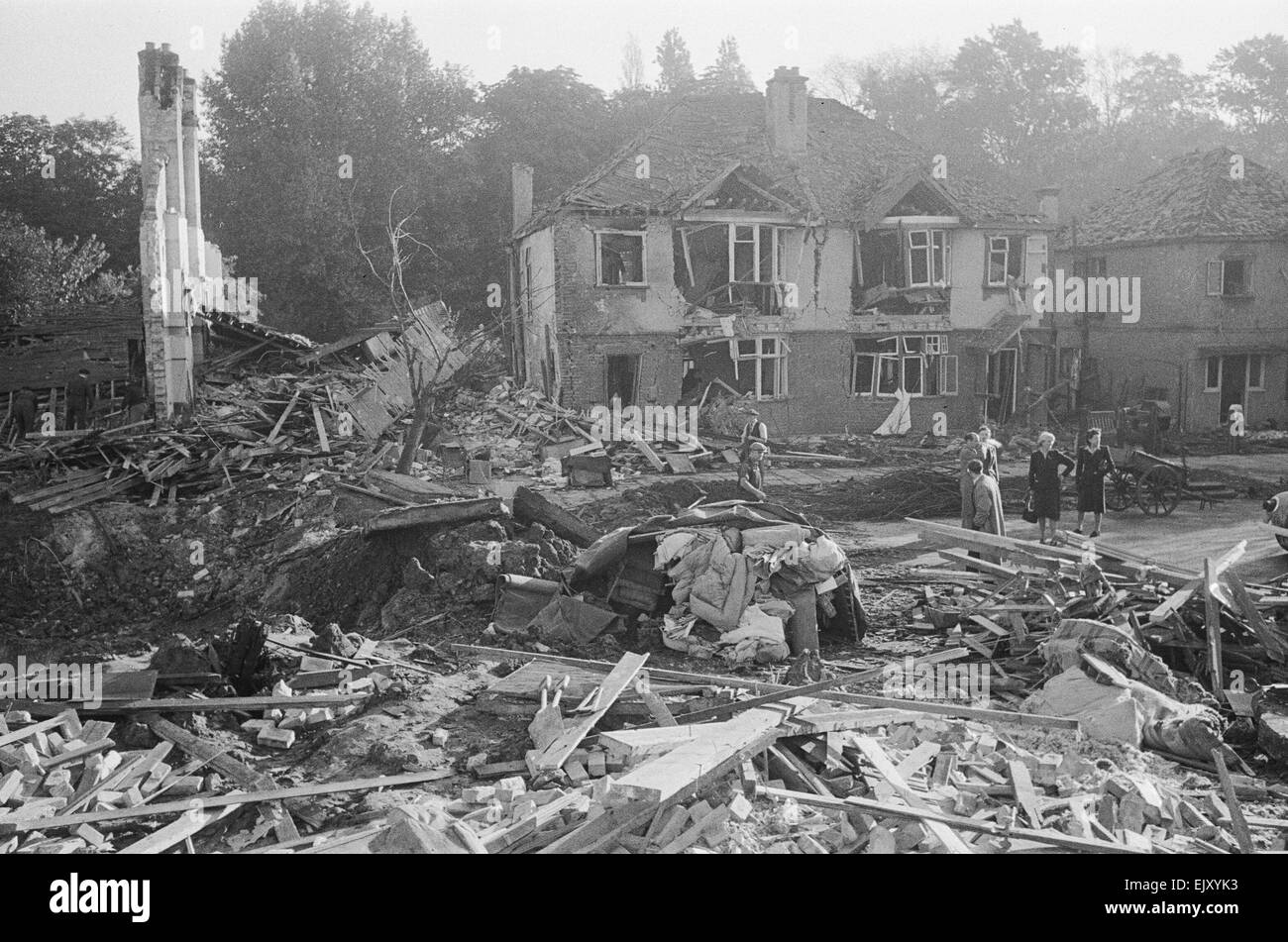 The aftermath of V2 explosion. On the 8th September 1944 a huge ...