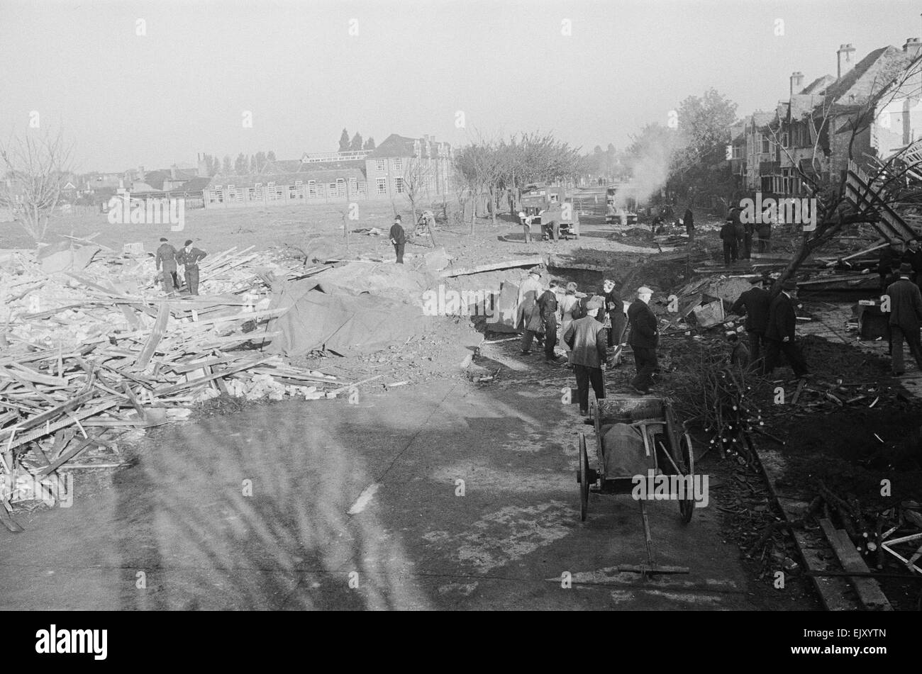The aftermath of V2 explosion. On the 8th September 1944 a huge ...
