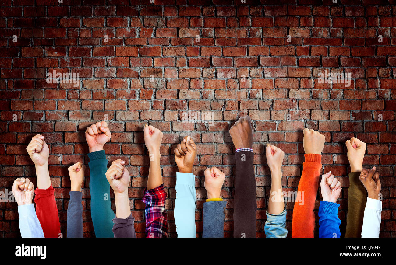 Hands raised protest hi-res stock photography and images - Alamy