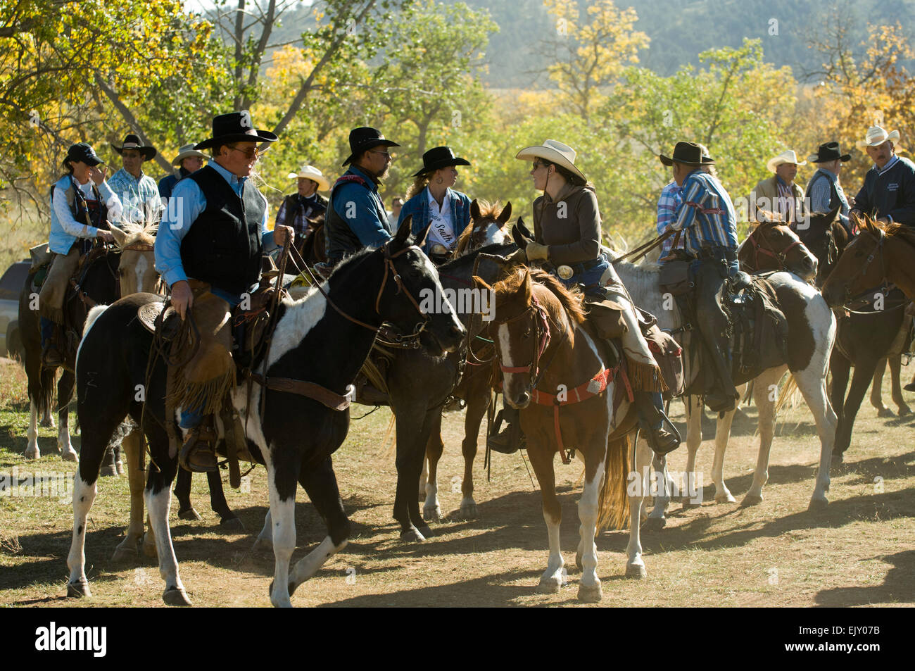 Cowboys at Bison Roundup, Custer State Park, Black Hills, South Dakota ...