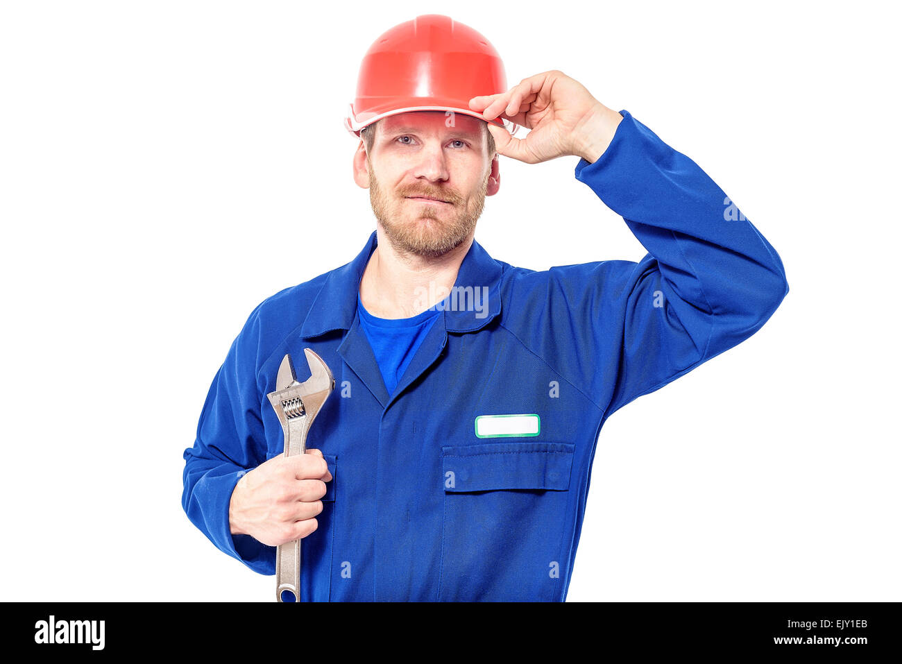 Worker with wrench Stock Photo - Alamy