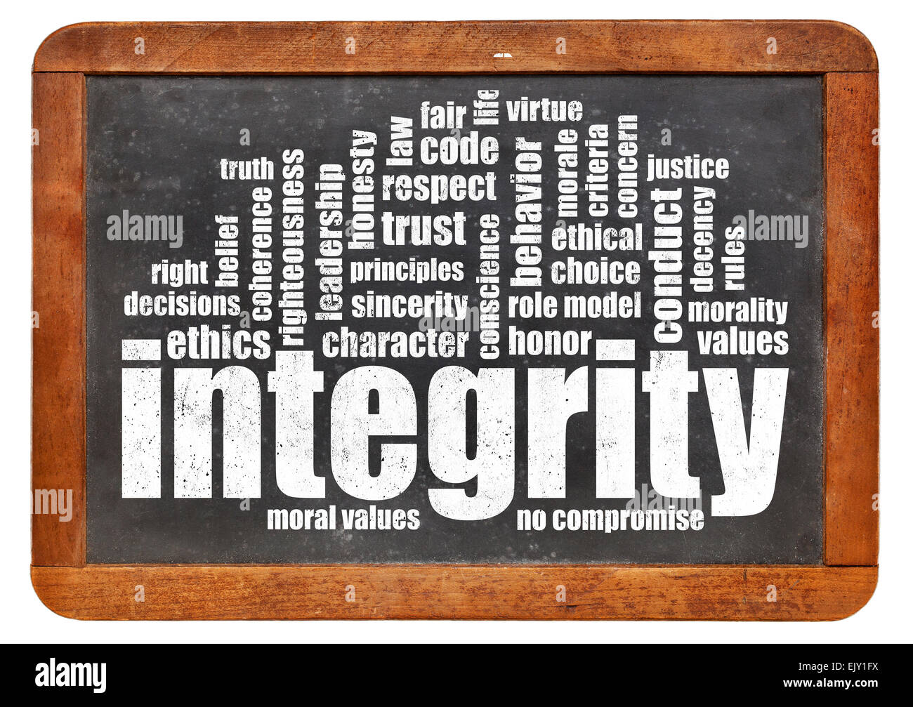 integrity word cloud on a vintage slate blackboard Stock Photo - Alamy