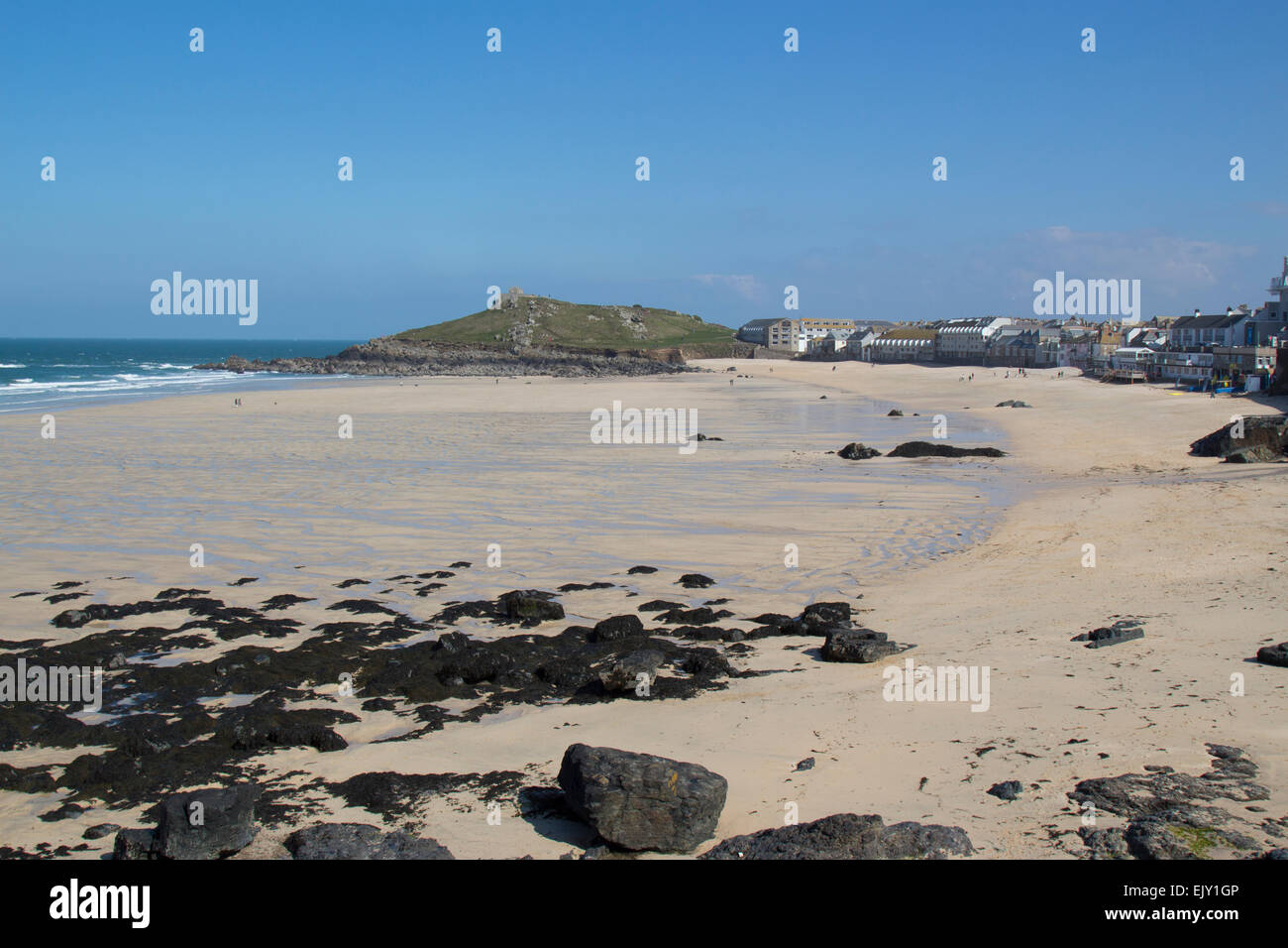 Beautiful clear blue skies over St Ives, Cornwall, England Stock Photo ...