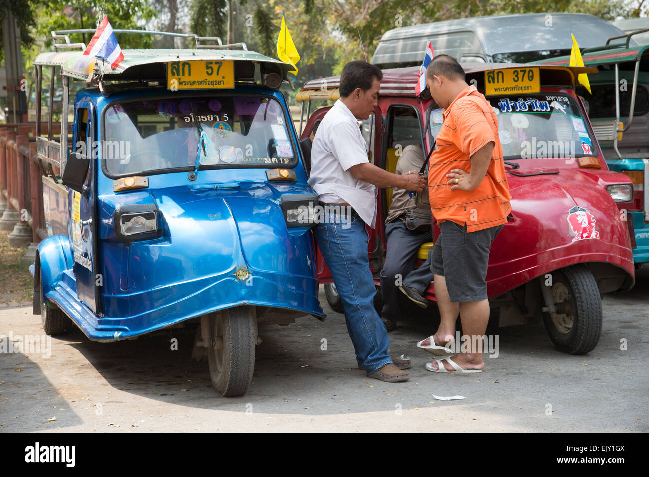 Tuk Tuks three wheeled mode of taxi transport in Thailand Drivers ...