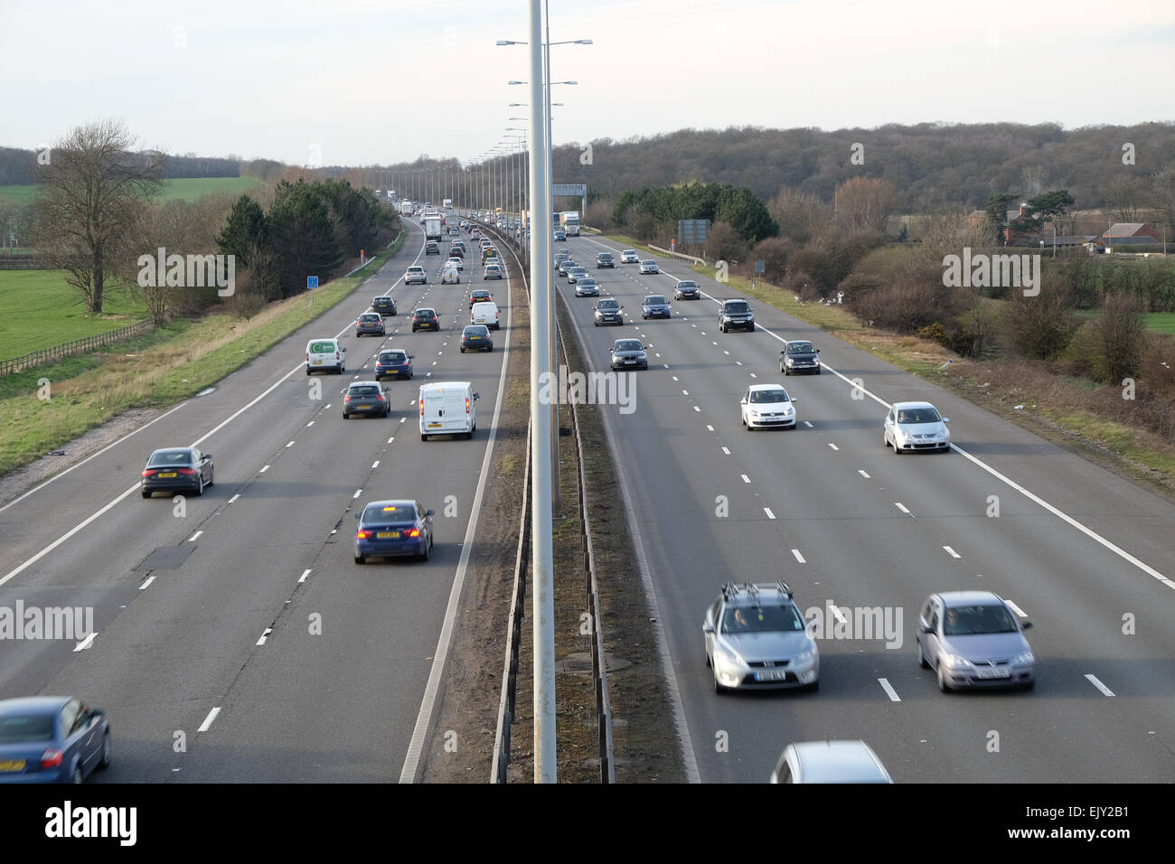 Heavy traffic on the m1 motorway between junctions 23-24 as people ...