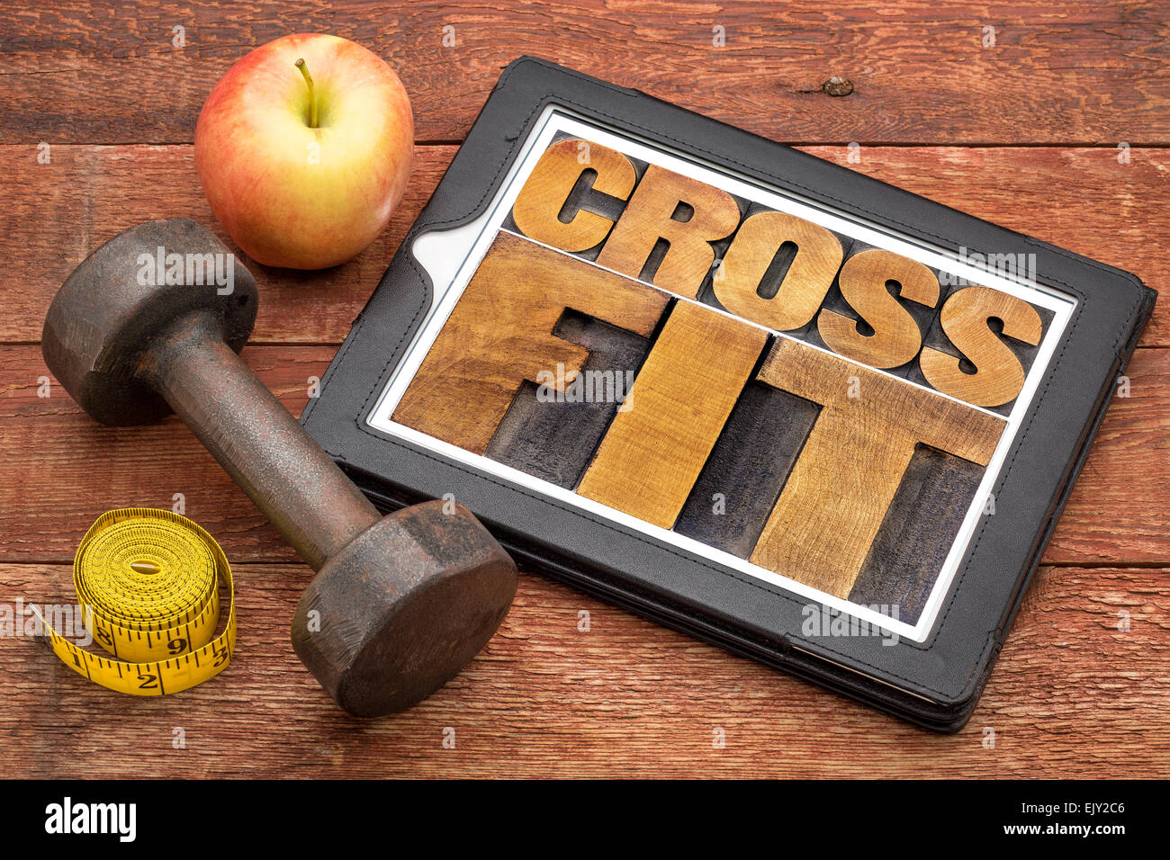 crossfit word abstract - text in letterpress wood type on a digital ...