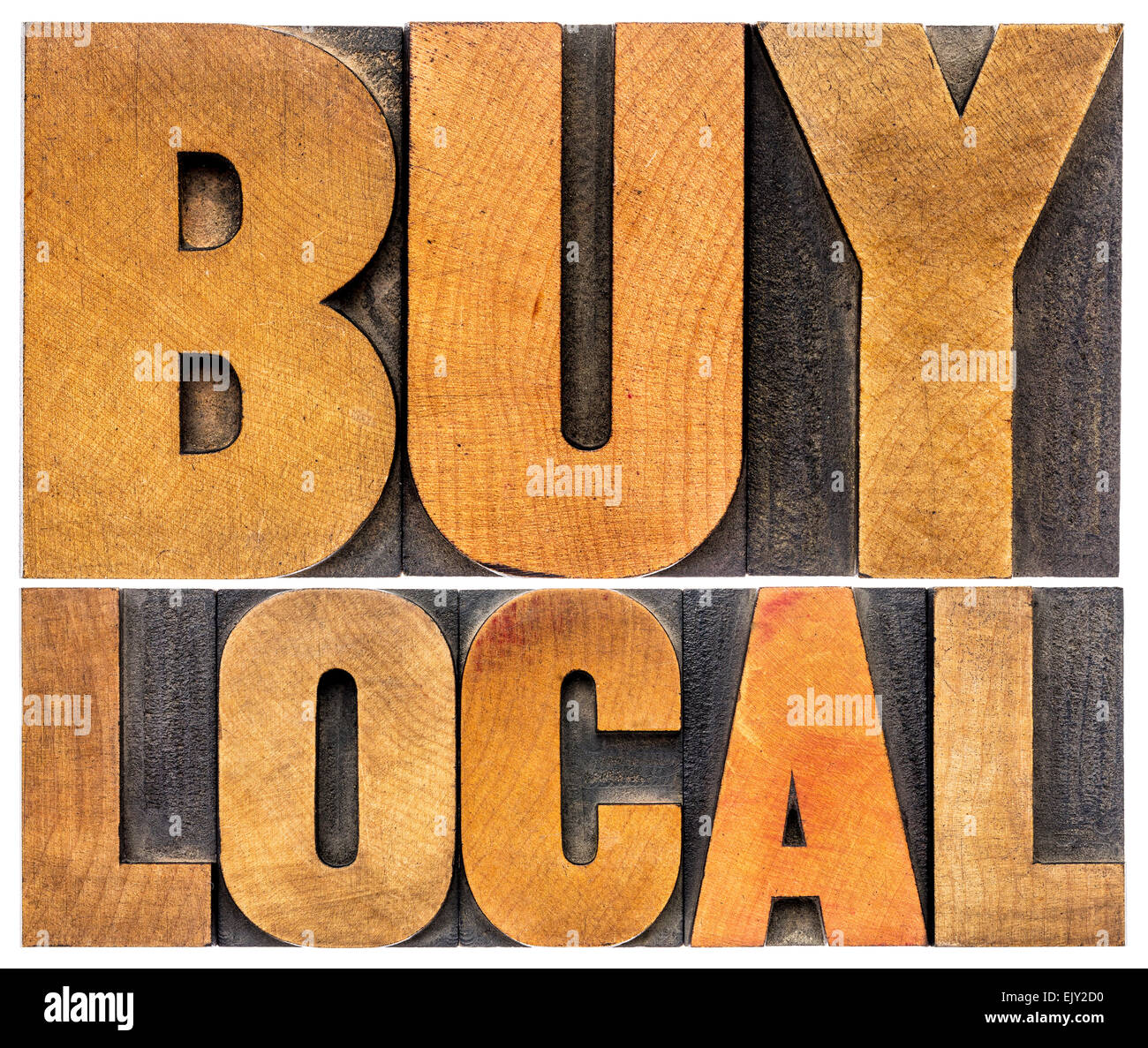 buy local words - isolated in vintage letterpress wood type Stock Photo ...