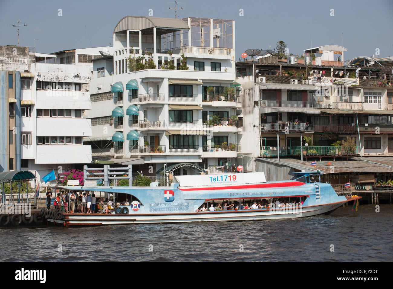Chao Phraya tourist boat and water taxi Bangkok Thailand Stock Photo ...