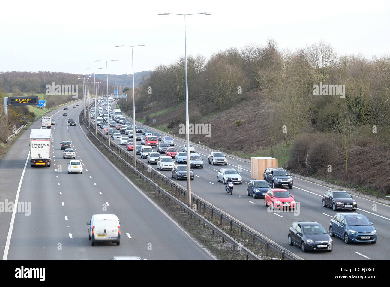 Heavy traffic on the m1 motorway between junctions 23-24 as people ...